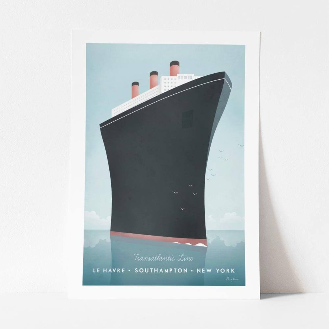 Transatlantic Line Travel Poster Print by Henry Rivers | Etsy UK