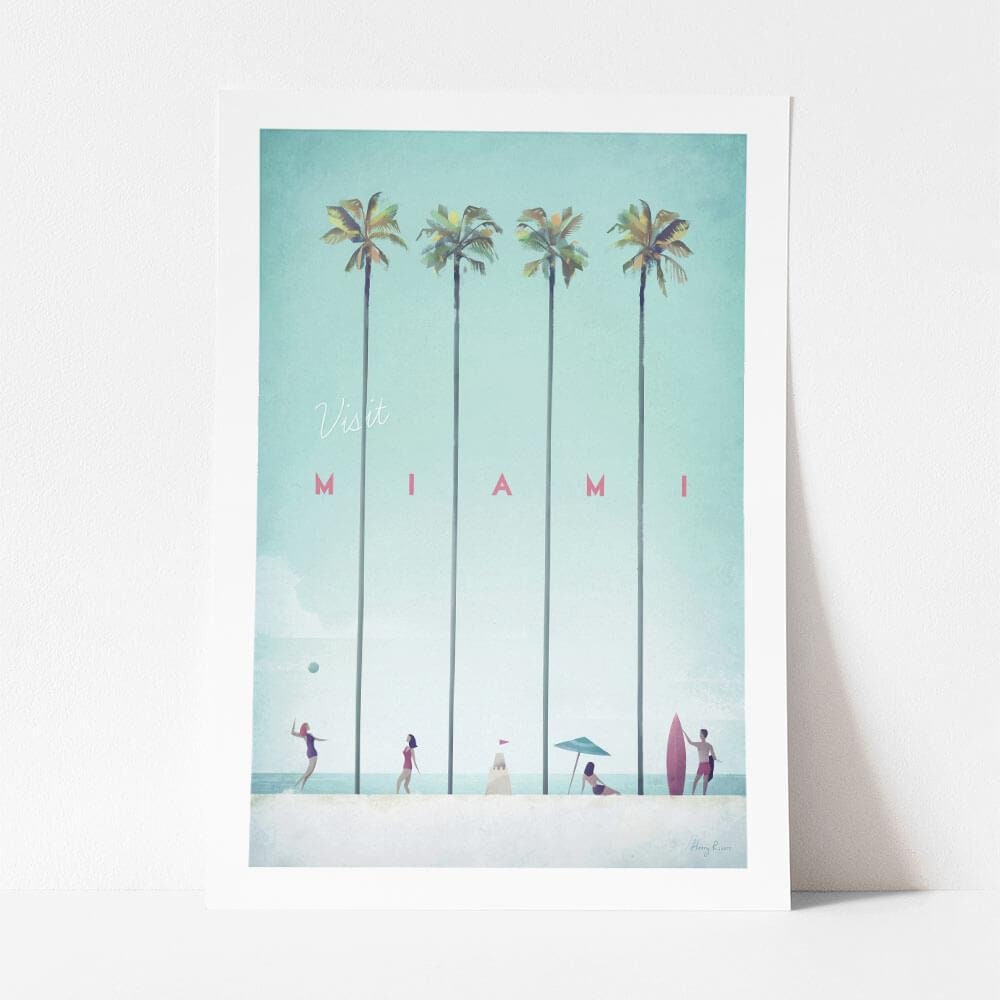 Miami Travel Poster Print by Henry Rivers Miami Travel Wall | Etsy
