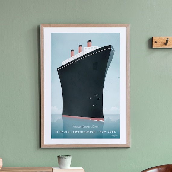 Transatlantic Line Travel Poster Print by Henry Rivers | Etsy UK