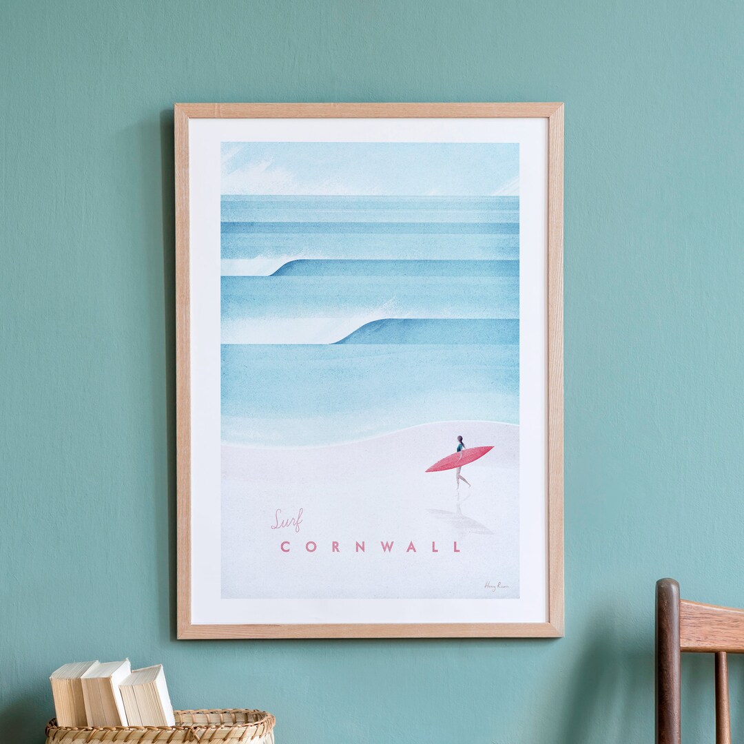 Cornwall Travel Poster Print by Henry Rivers | Surf Cornwall Travel ...