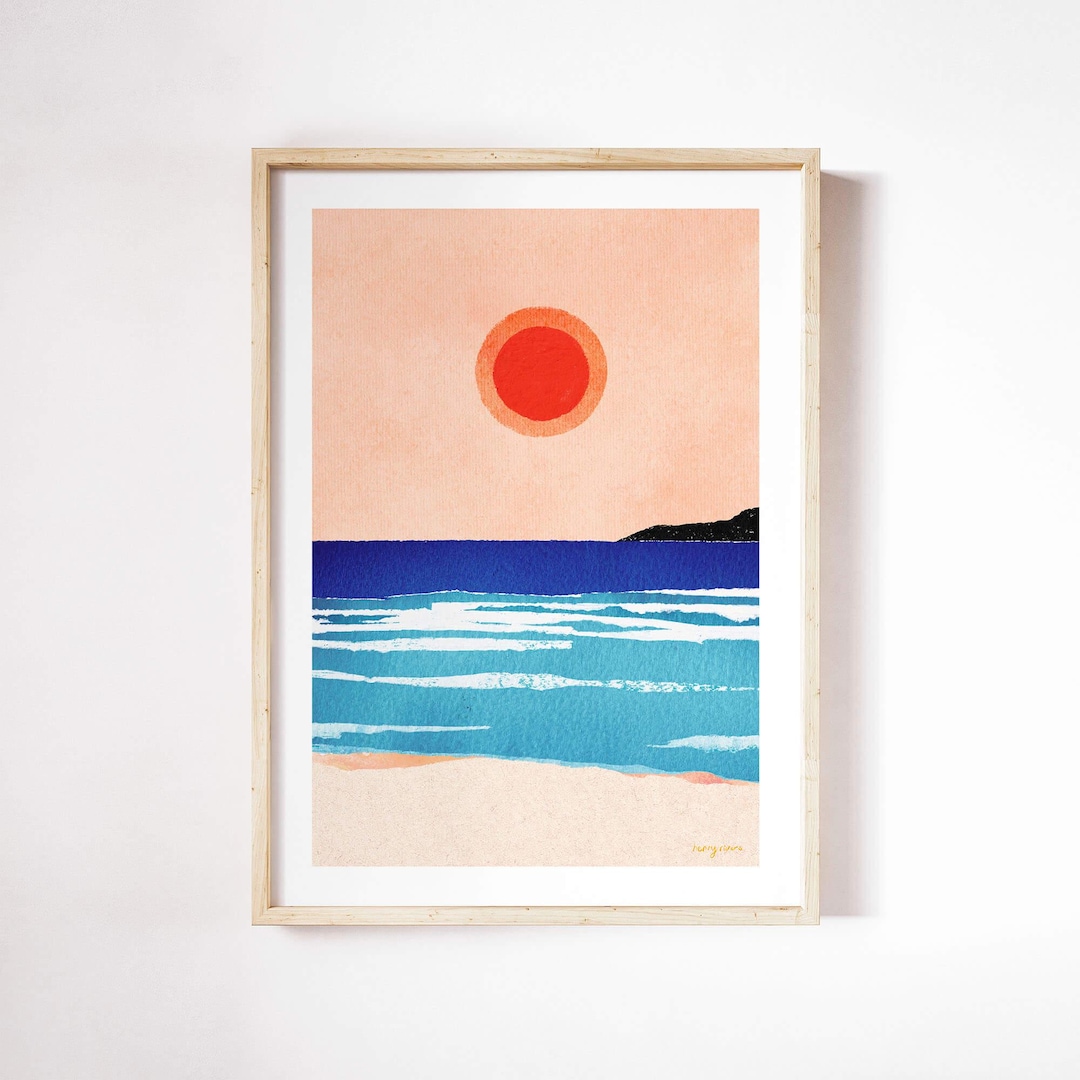Ocean Sunset Print by Henry Rivers | Beach Sunset Ocean Wall Art ...