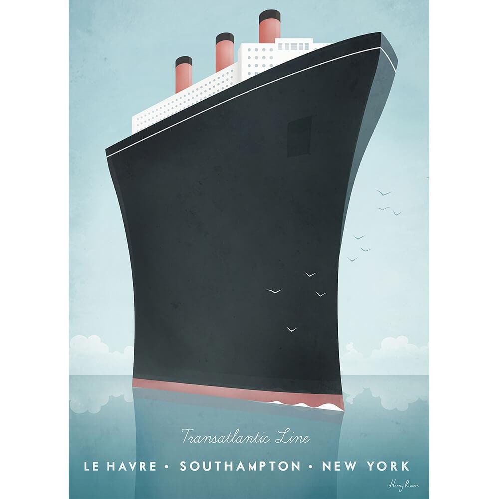 Transatlantic Line Travel Poster Print by Henry Rivers | Etsy UK