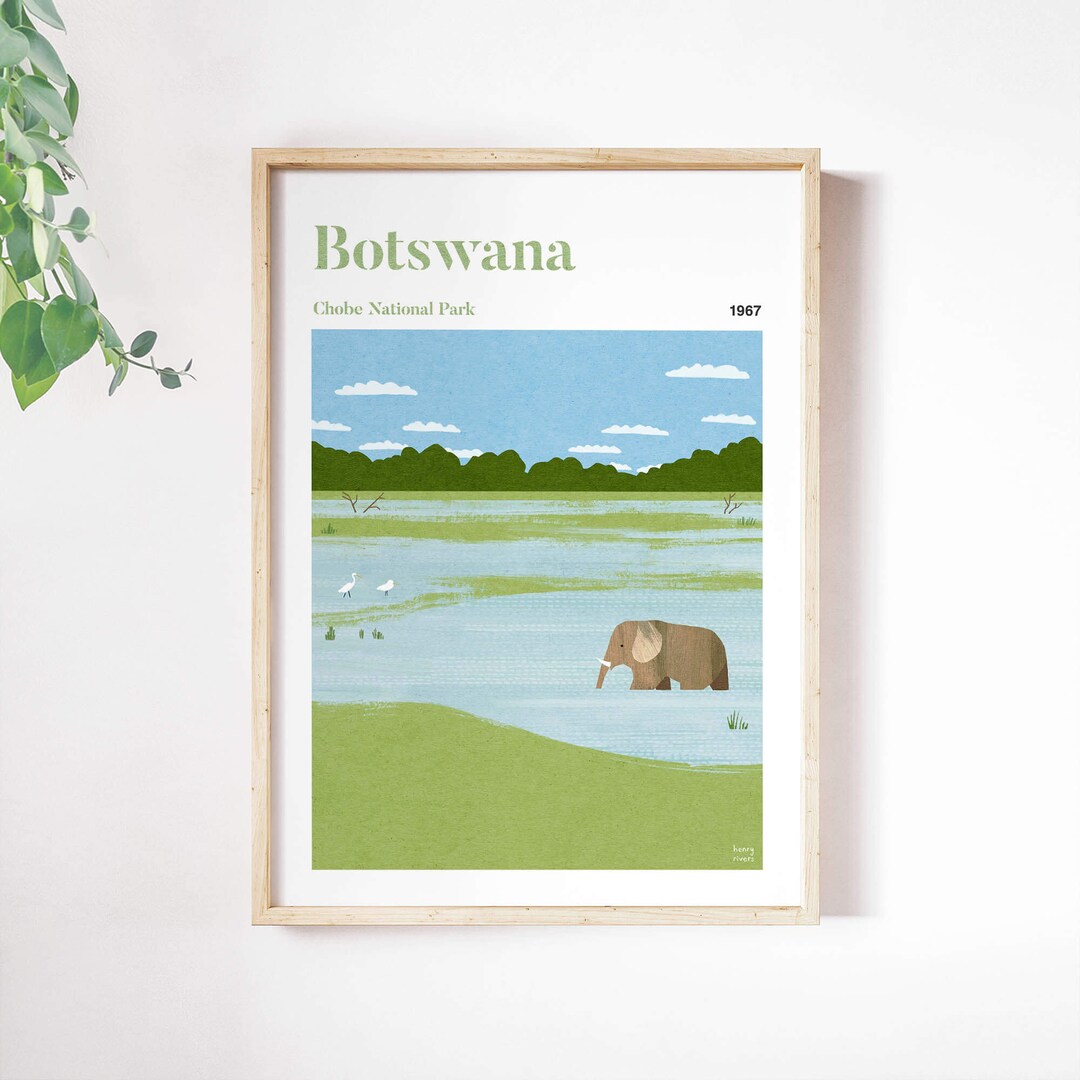 Botswana Print by Henry Rivers | Safari Wall Art | Botswana Art Poster ...