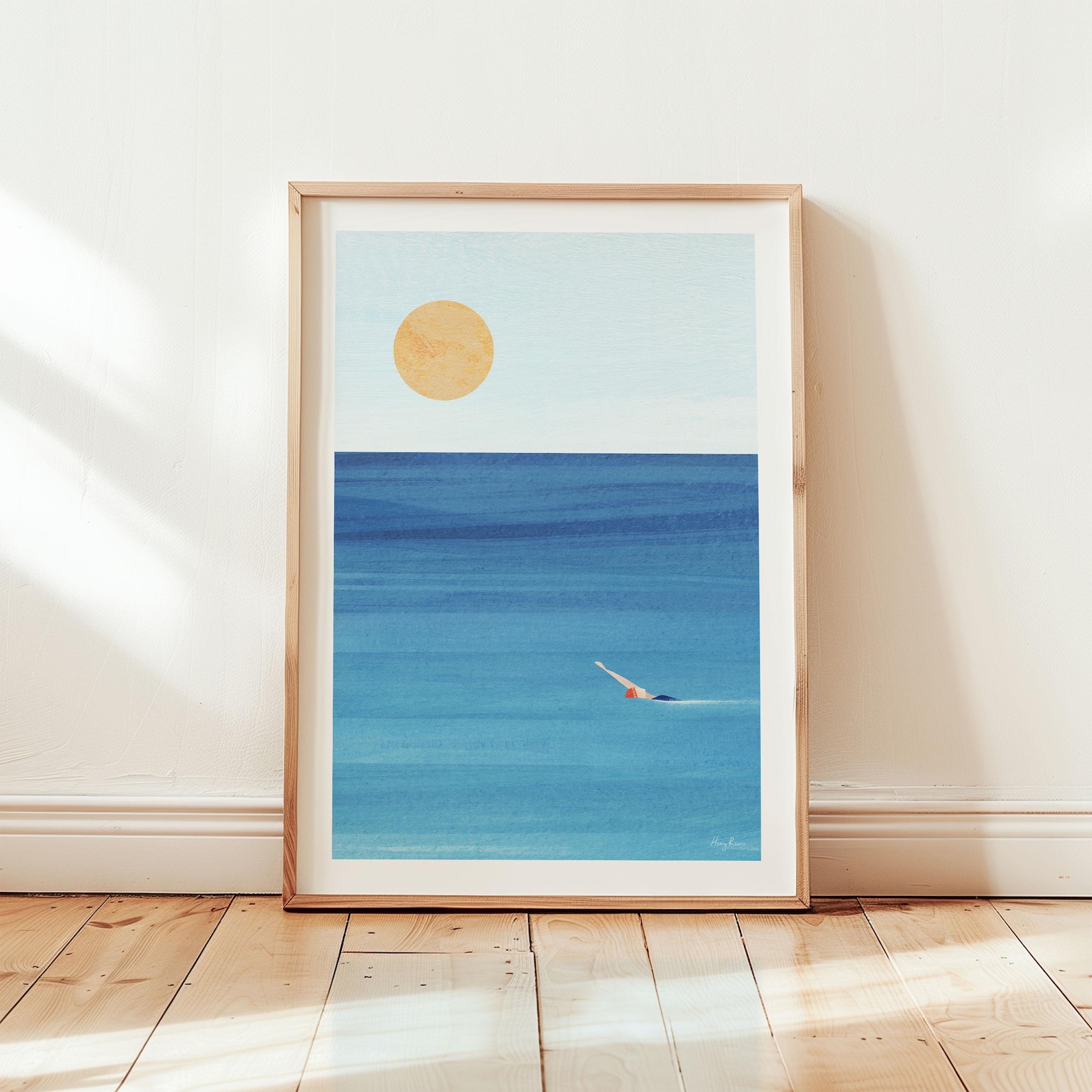 Sea Swim Print by Henry Rivers | Open-water Swim Seaside Beach Wall Art ...