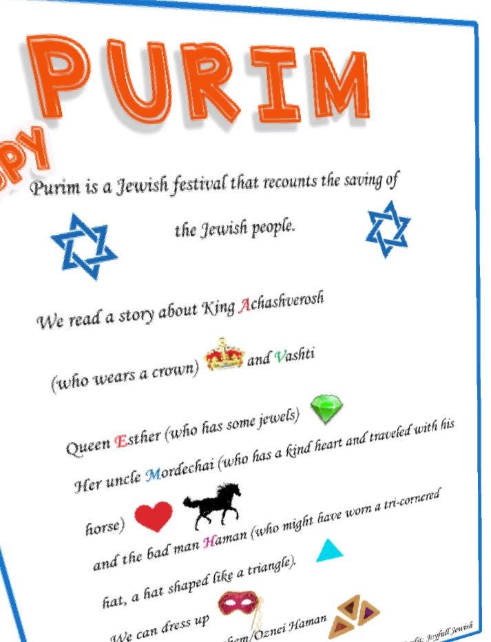 Purim/ Pourim/ Jewish Holiday Gift / Sensory Kit for Kids / Multicolor ...