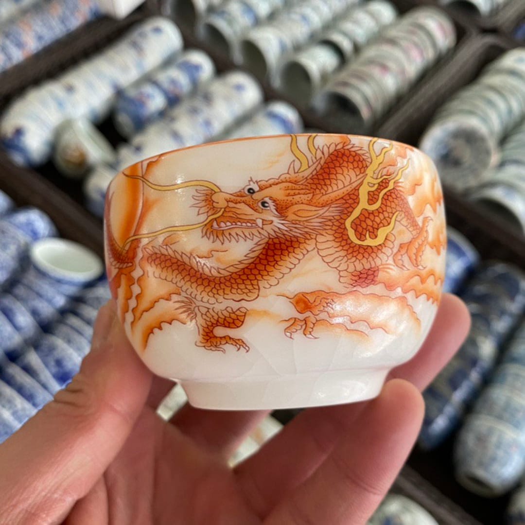 Ceramic Dragon and Phoenix Master Cup Single Cup Kung Fu Tea Set Tea ...