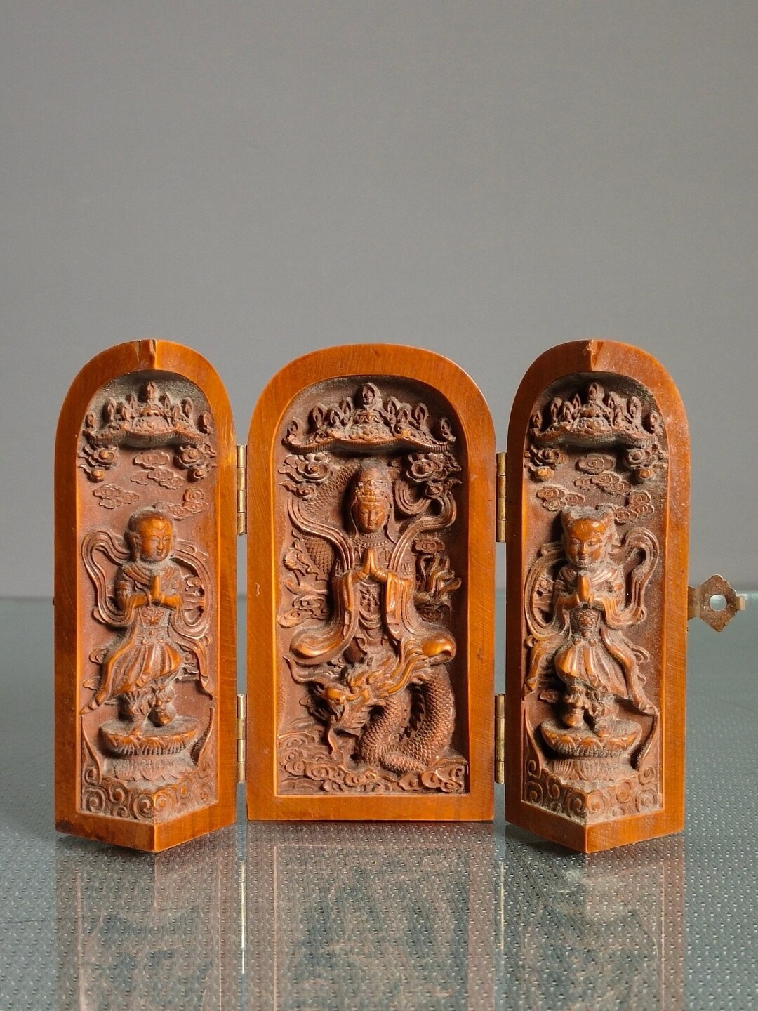 Exquisite and Rare Guanyin Golden Boy and Jade Girl Three-open Box ...