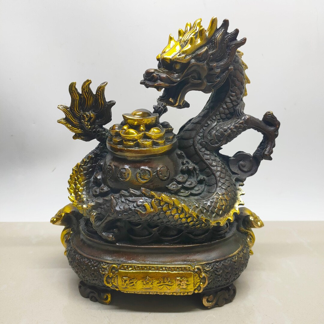 Chinese Collection Handmade Pure Copper Gilt Cornucopia Dragon - Etsy
