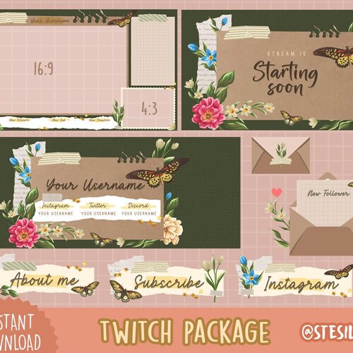 Animated Cottagecore Green Stream Package OBS SLOBS Twitch | Etsy