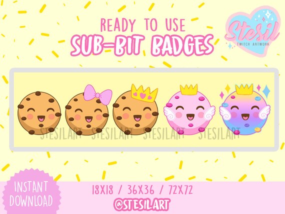 Art & Collectibles Drawing & Illustration Kawaii Cookie Sub Badges for ...