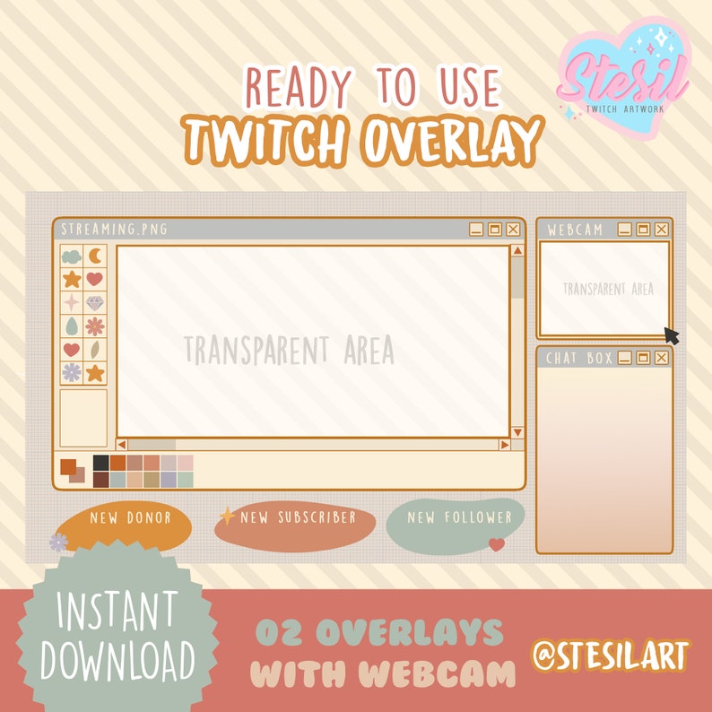 O-27 / 02 Twitch Overlay / Aesthetic / Kawaii / Streamer / | Etsy