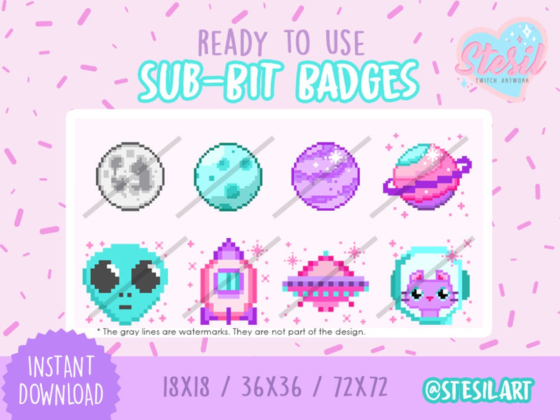 BG-16 / Twitch Sub Badges / Bit Badges / SPACE ALIEN Pixel / - Etsy
