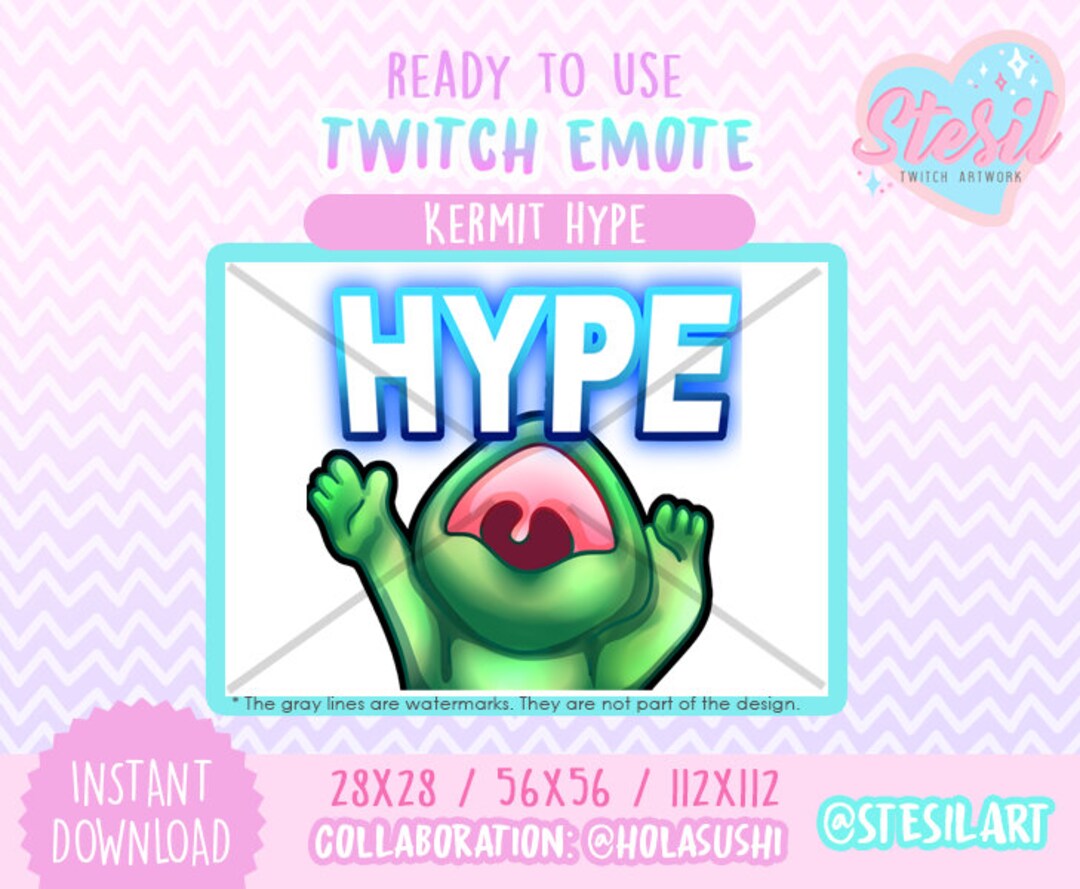 VE-47 / Twitch Emote / Kermit Hype / Pastel / Kawaii / Streamer ...
