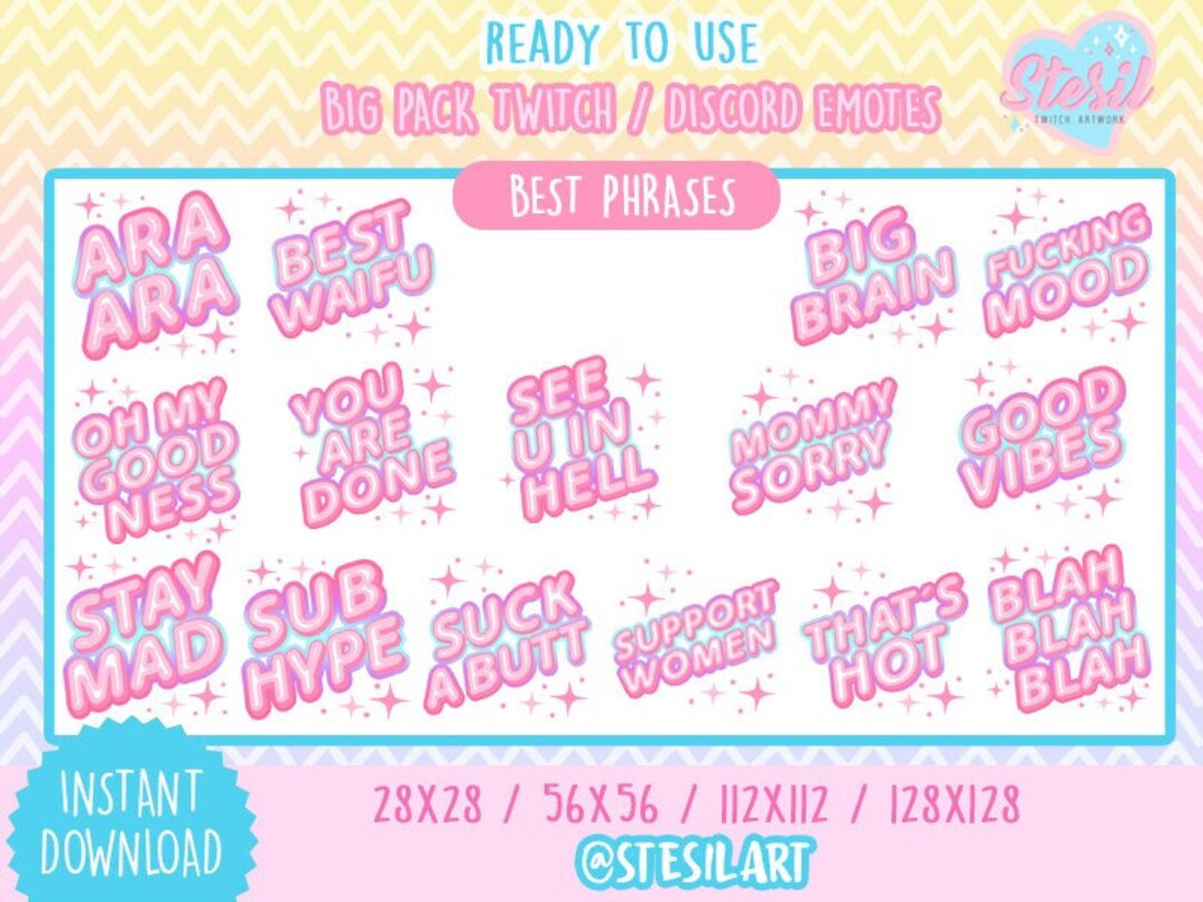 E-54 /twitch and Discord PHRASES Emotes Pack / Sub Hype, Best Waifu ...