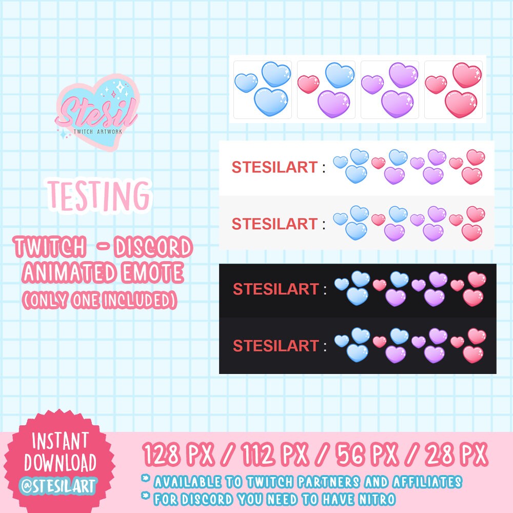 Streamer kawaii Donation ANIMATED Twitch and Discord Emote HEARTS rain ...