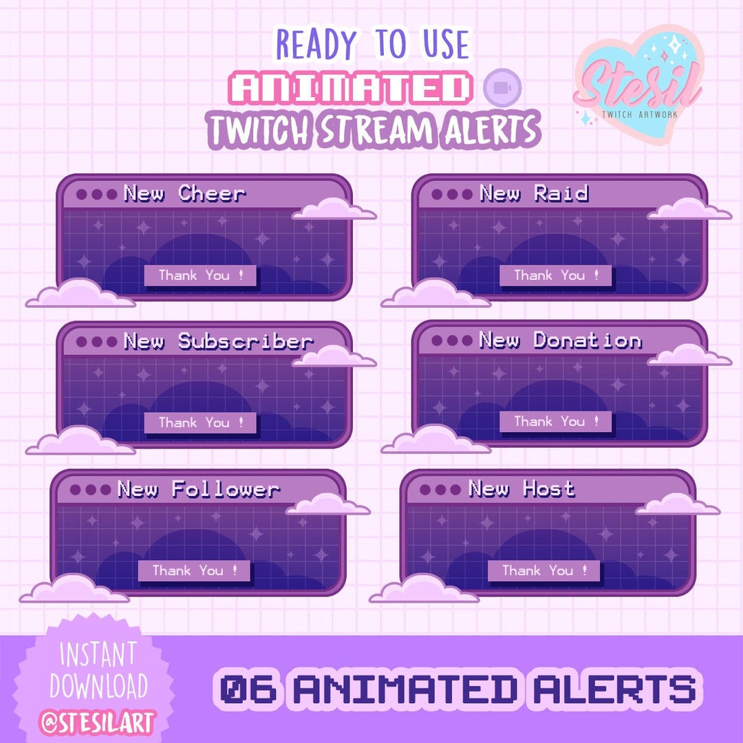 A-22 / 06 Twitch Animated Alerts / Cute and Aesthetic Dream Night Sky ...