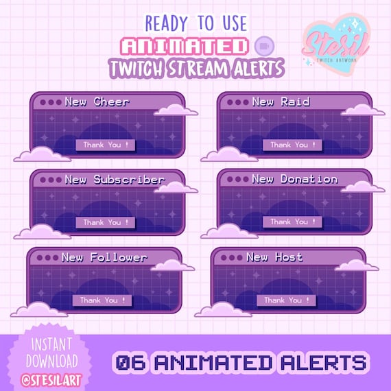 A-22 / 06 Twitch Animated Alerts / Cute and Aesthetic Dream | Etsy
