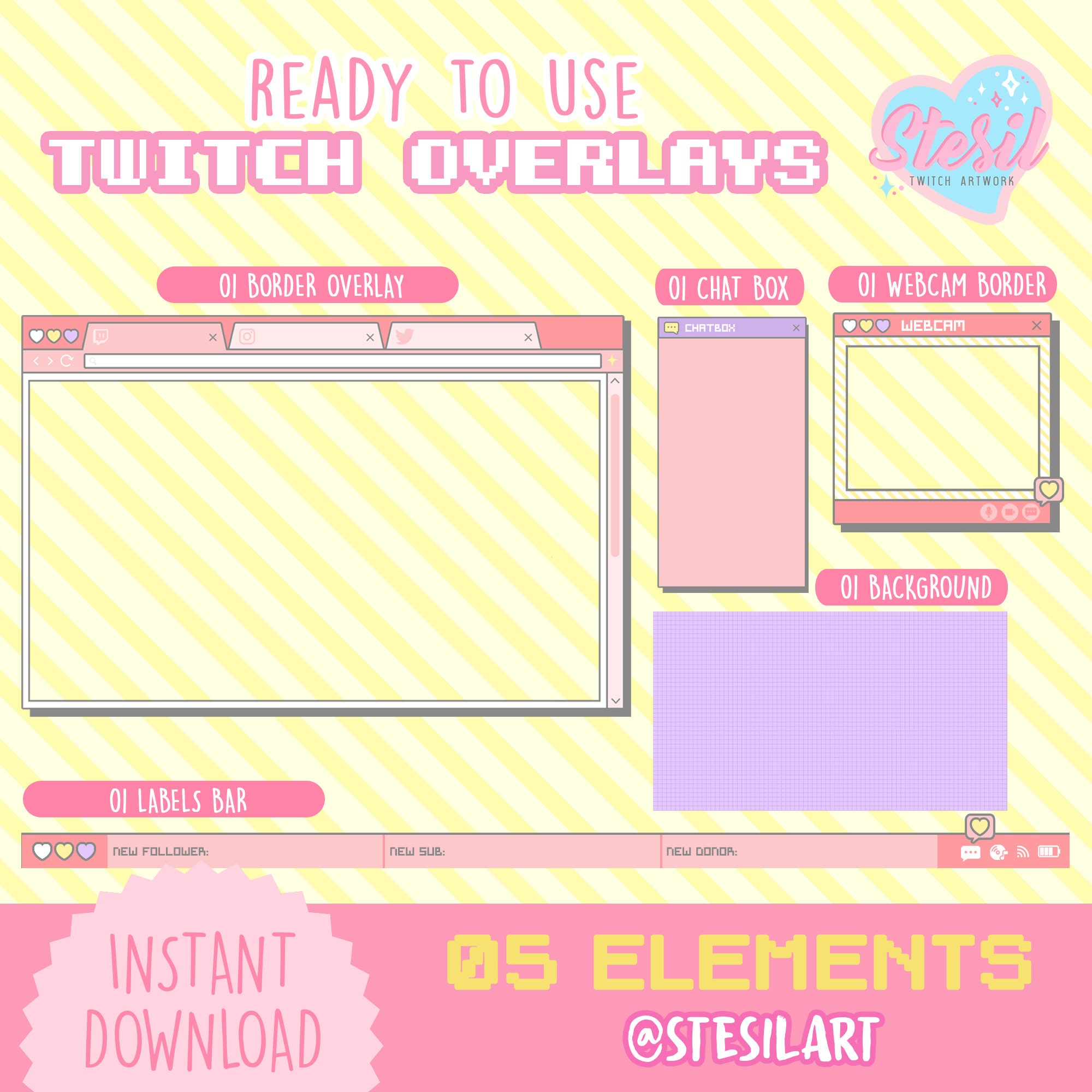O-12 / 02 Twitch Overlays and 05 Elements / Browser / WEB / | Etsy