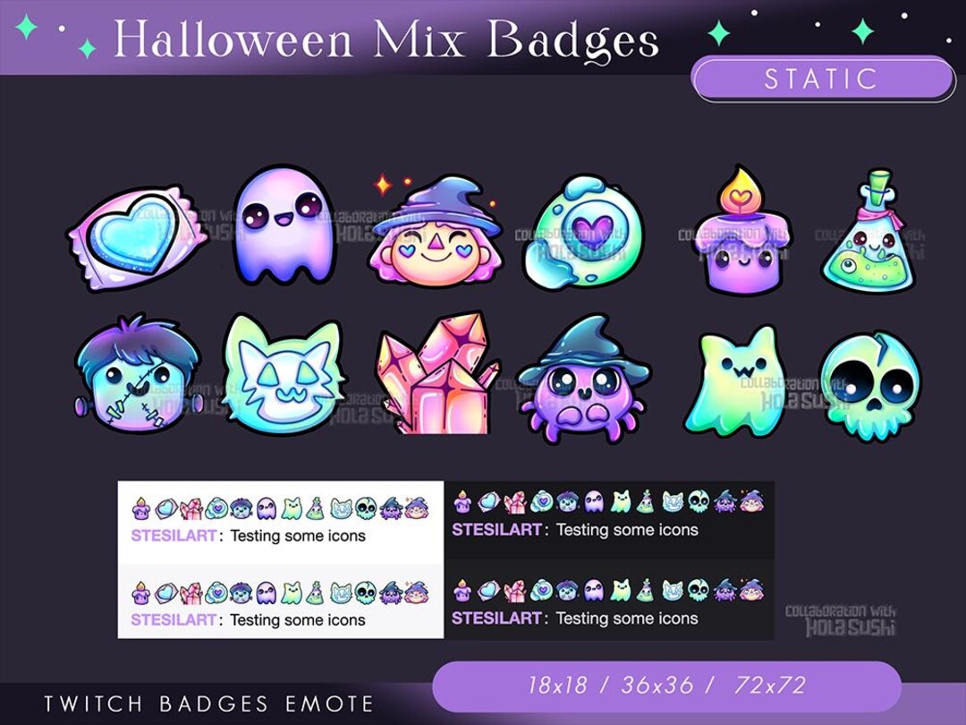V- / 12 Twitch Badges / HALLOWEEN MIX BADGES / Spooky / Streamer / - Etsy