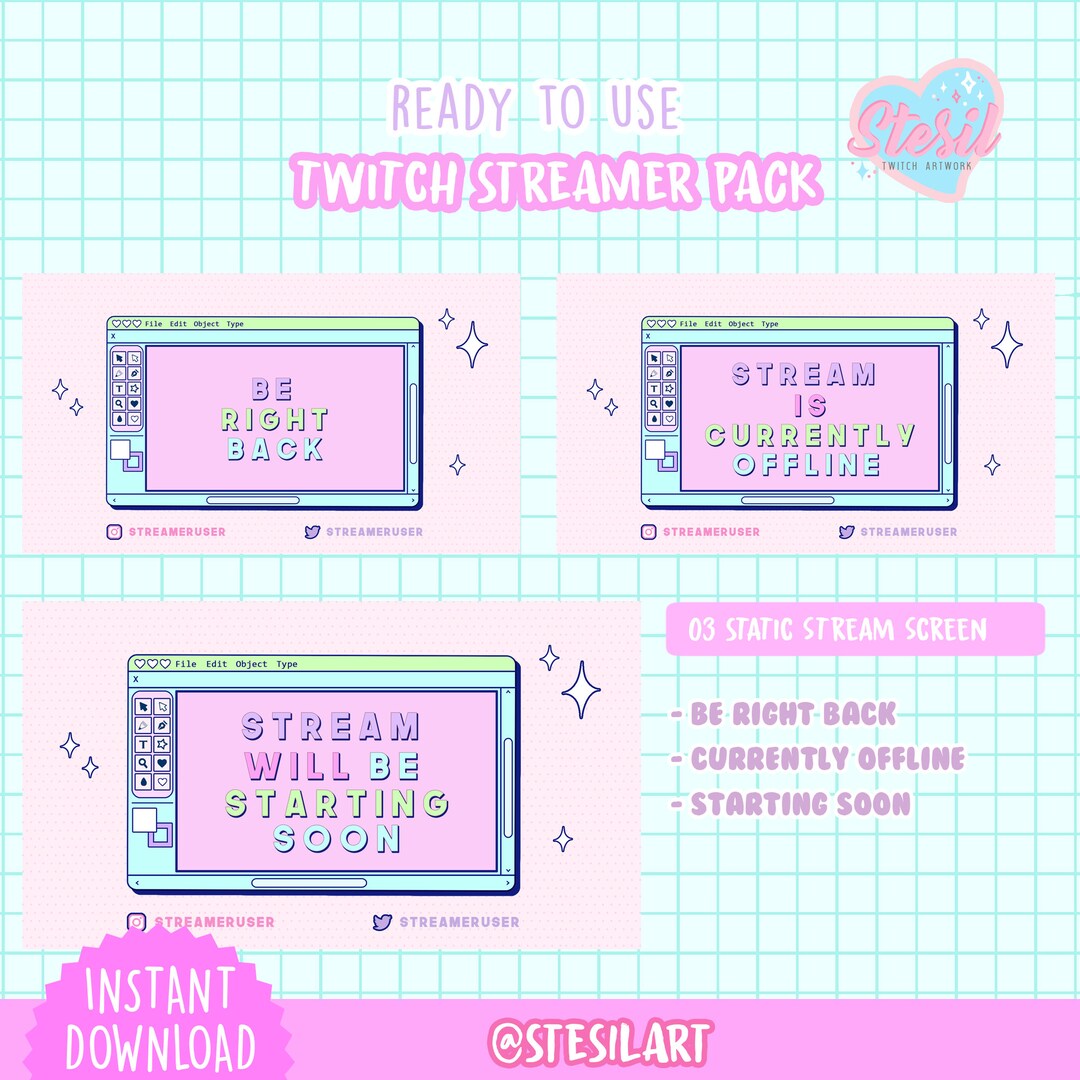 S-9 / Twitch Stream Screens / Aesthetic / Kawaii / Streamer / Starting ...