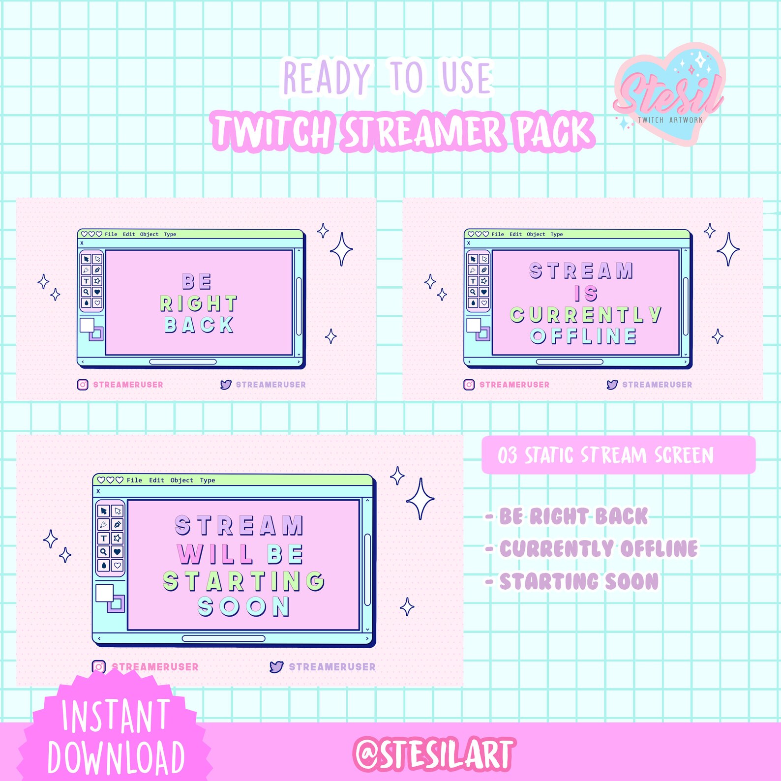 S-9 / Twitch Stream Screens / Aesthetic / Kawaii / Streamer / - Etsy