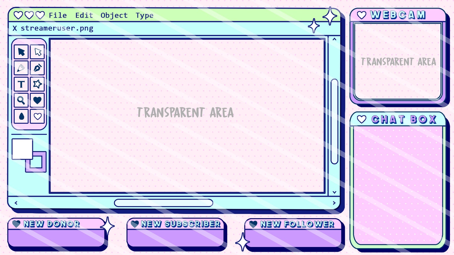 O-1 / Twitch Overlay / Aesthetic / Kawaii / Streamer / Paint / - Etsy