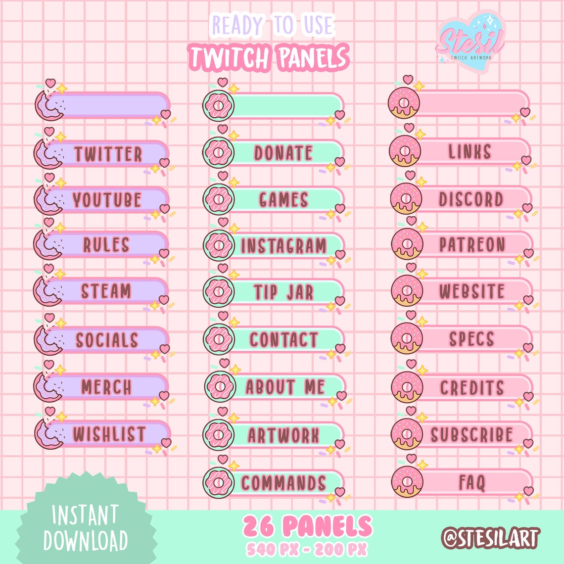 PK-15 / Twitch Stream Overlay Package / Cute Donut / Kawaii / - Etsy