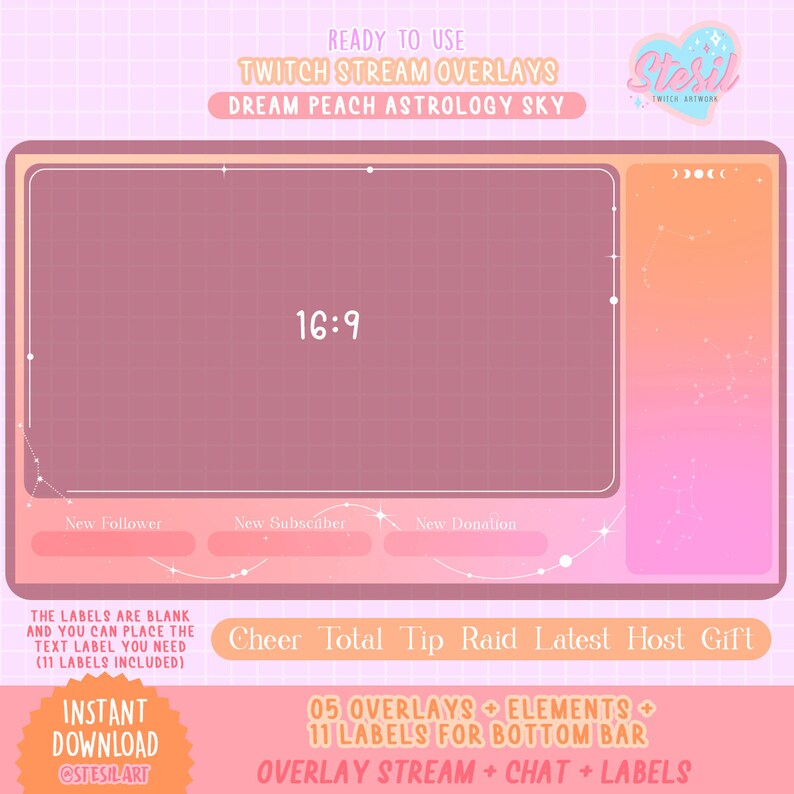 PK-34 /ANIMATED Twitch Stream Package / Dream Peach Astrology - Etsy