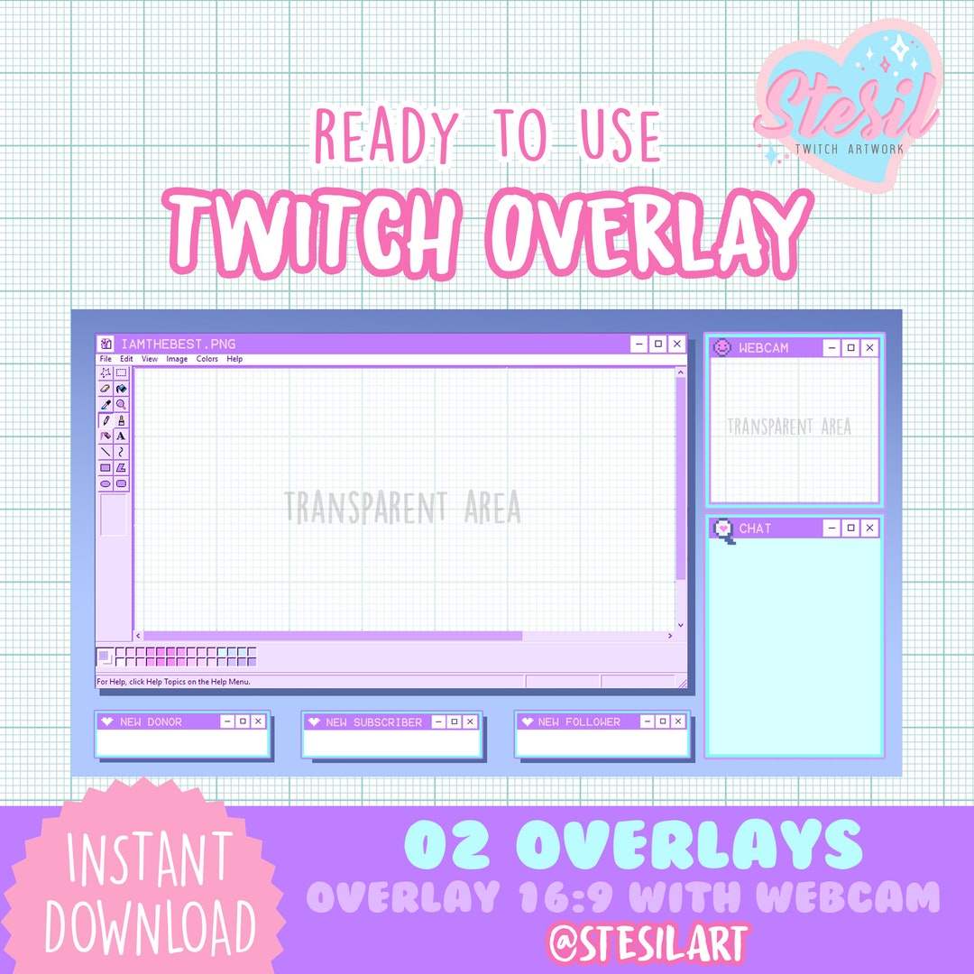 O-4 /02 Twitch Overlays / Aesthetic / Kawaii / Streamer / Paint ...