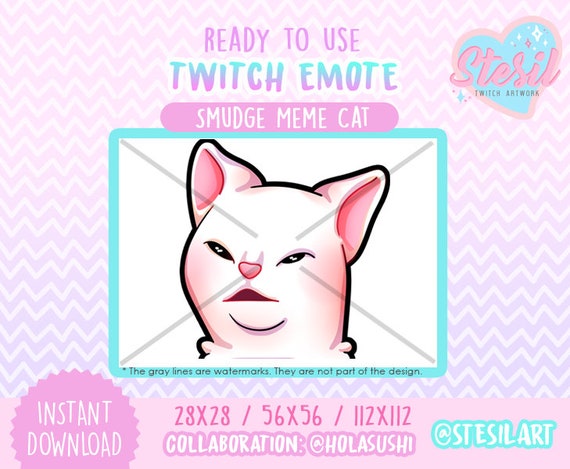 VE-29 / Twitch Emote / Smudge Meme Cat / Pastel / Kawaii / - Etsy
