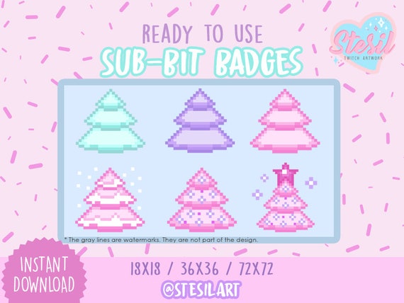 BG-28 / Twitch Sub / Bit Badges /PASTEL CHRISTMAS Tree / Pixel | Etsy