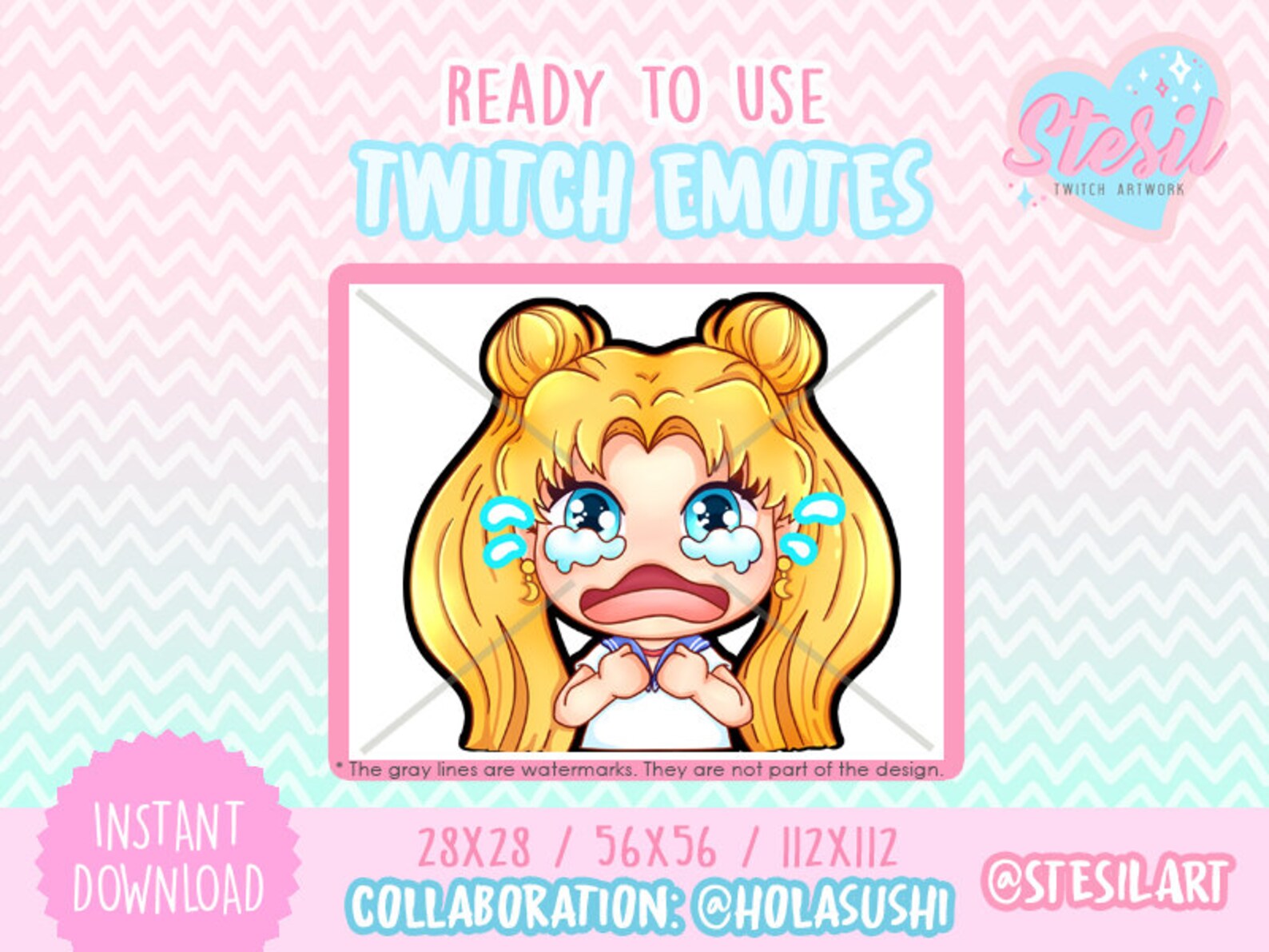 VE-44 / Cry Twitch Emote / SAILOR MOON / Anime / Kawaii / - Etsy