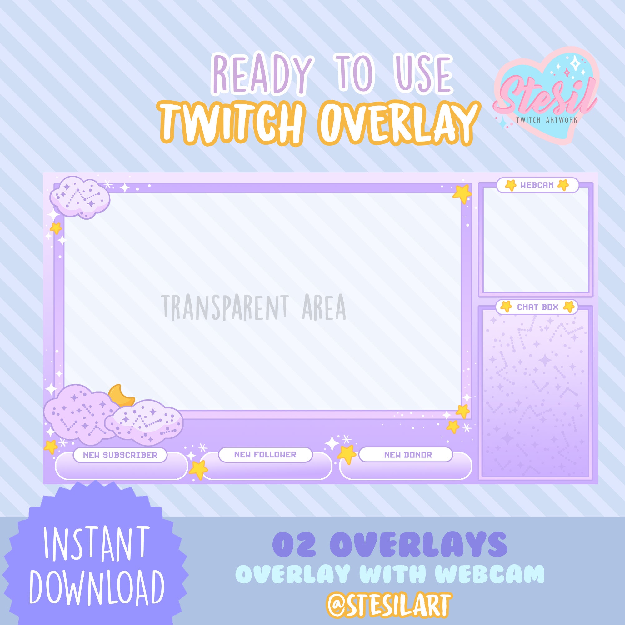 PK-19 /twitch Stream Overlay Package / SKY PASTEL Purple / - Etsy