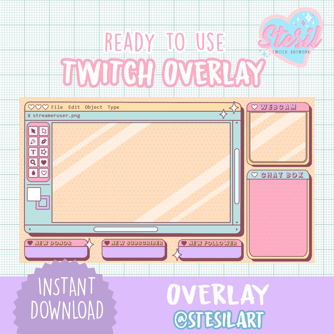 O-16 / Twitch Overlay / Aesthetic / Kawaii / Streamer / Paint / Vintage ...