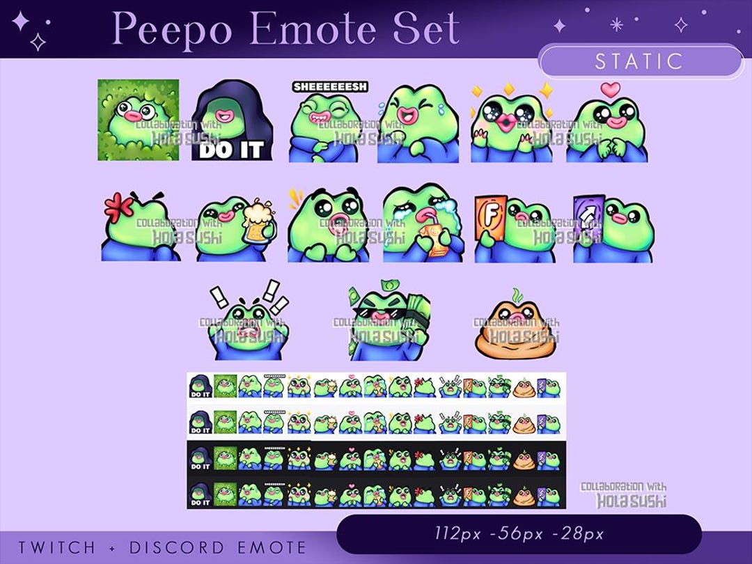 V- / 15 PEEPO EMOTE SET / Twitch - Discord / Peepo / Frog / Streamer ...