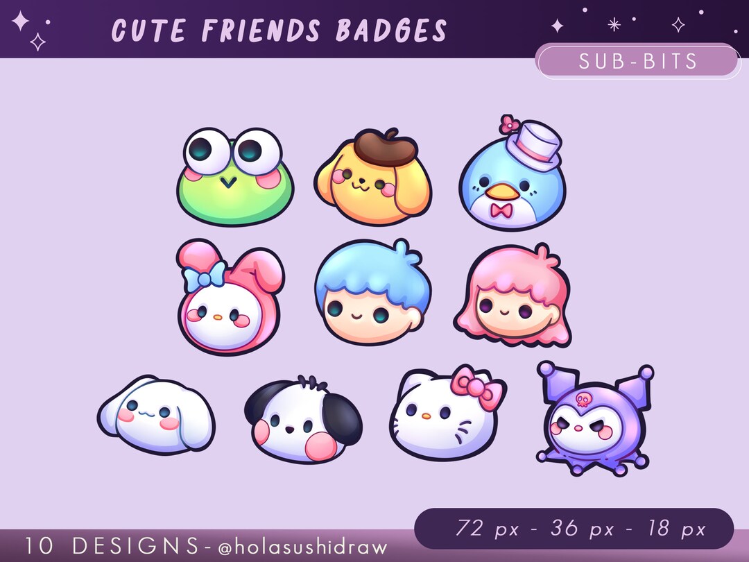VBG-32 / Twitch Sub Badges / Bit Badges / Cute Friends Theme / Pastel ...