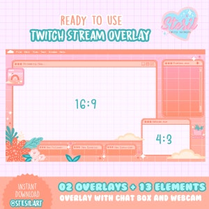Twitch Cute Peach Screen Overlay / Streamer Graphics / Kawaii / Paste ...