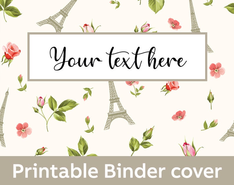 Love in Paris Printable Paper Floral Binder Cover Notebook - Etsy