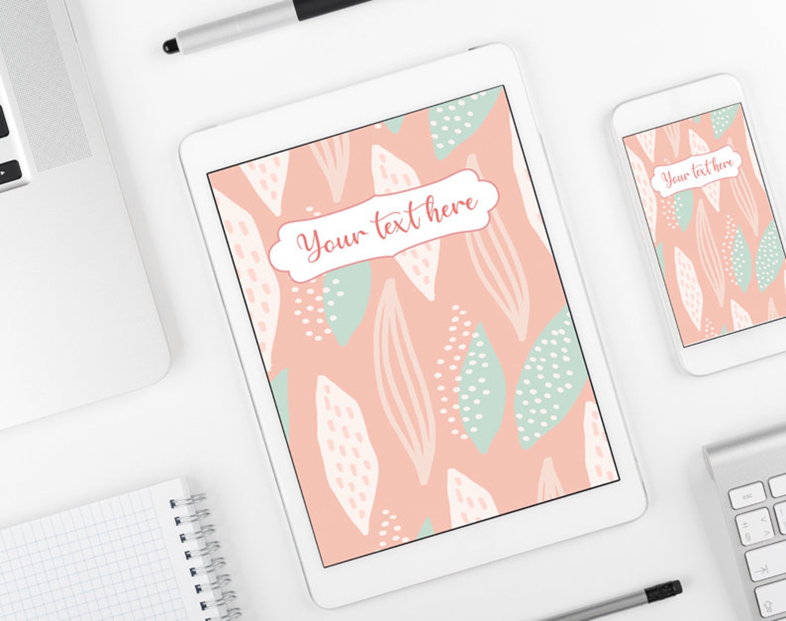 Boho Leaf Line Binder Cover and Spines Printable, Notebook Cover ...