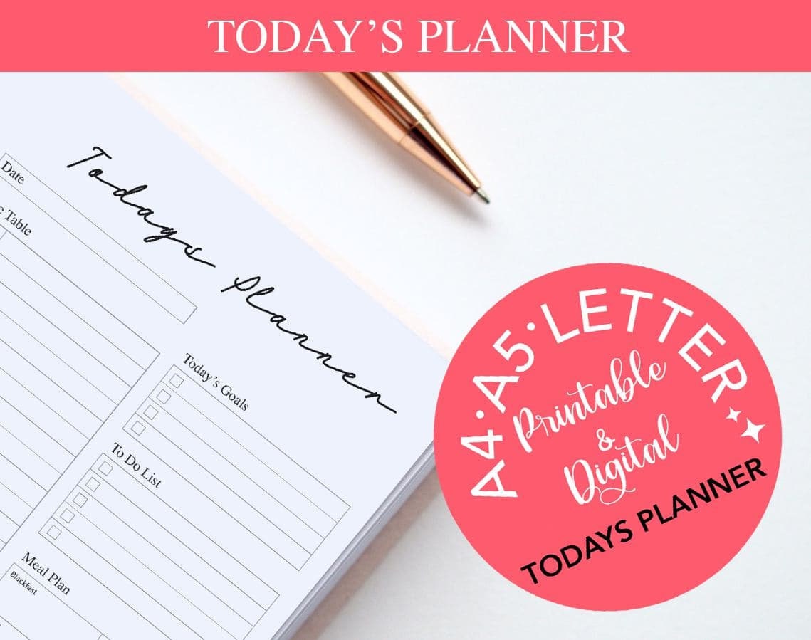 Todays Planner Printable Daily to Do List Daily Journal - Etsy
