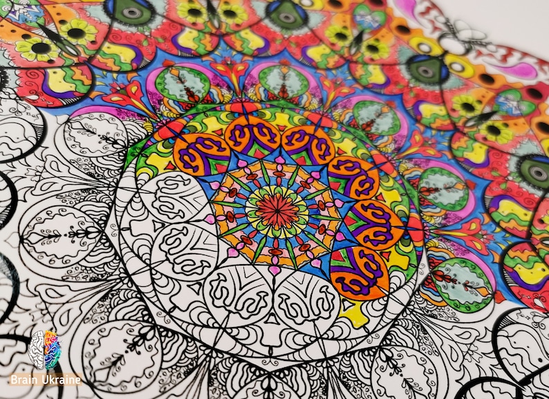 Mandala Coloring Page A3 Printable Digital Download Instant - Etsy