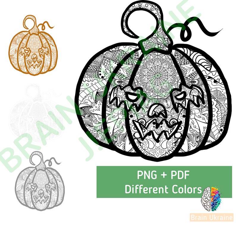 Halloween Pumpkin PNG PDF Printable Coloring Page | Etsy