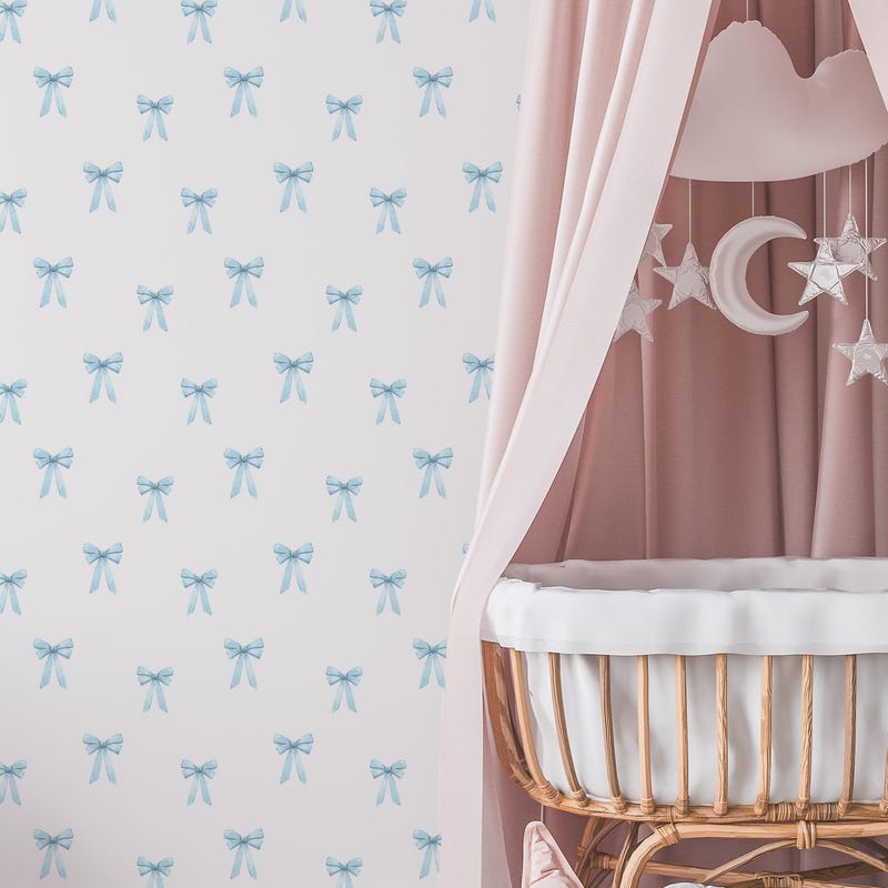 Blue Bows Wallpaper - Etsy