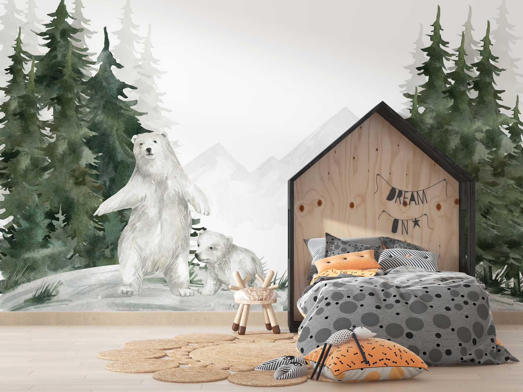 Kids Forest Wallpaper Green Tree Wallpaper-winter Forest | Etsy