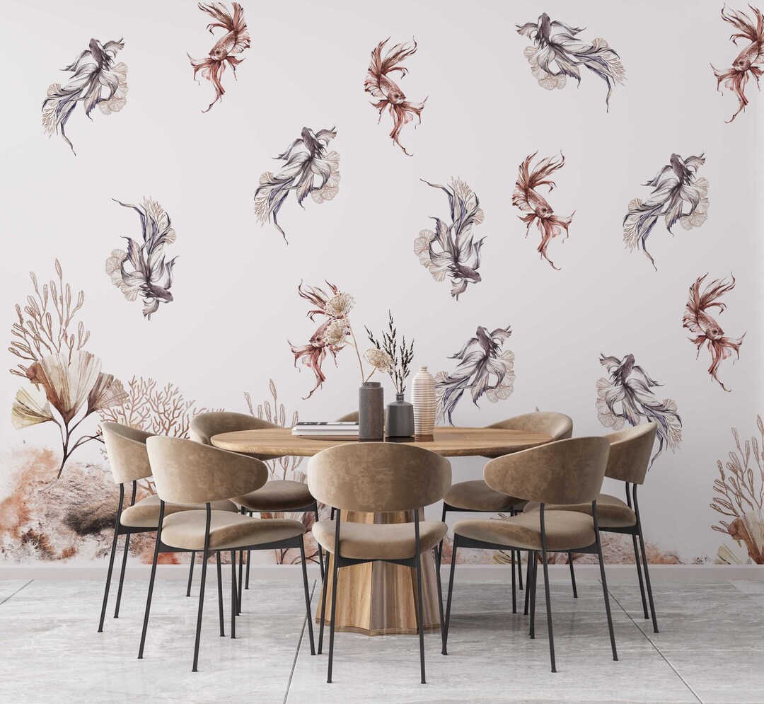 Fishes Wallpaper - Fish in the Sea Wall Decor - Fishes and Sea Plants ...