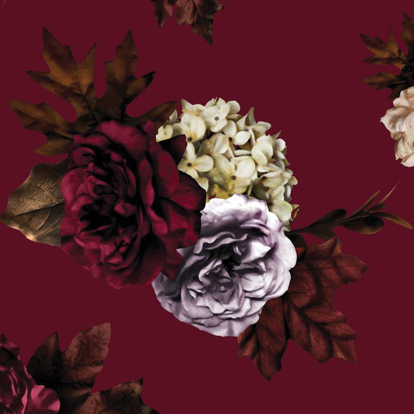 Rose Bouquet Burgundy wallpaper red floral wall mural | Etsy