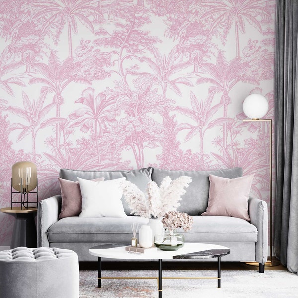 Pink Toile Wallpaper - Etsy