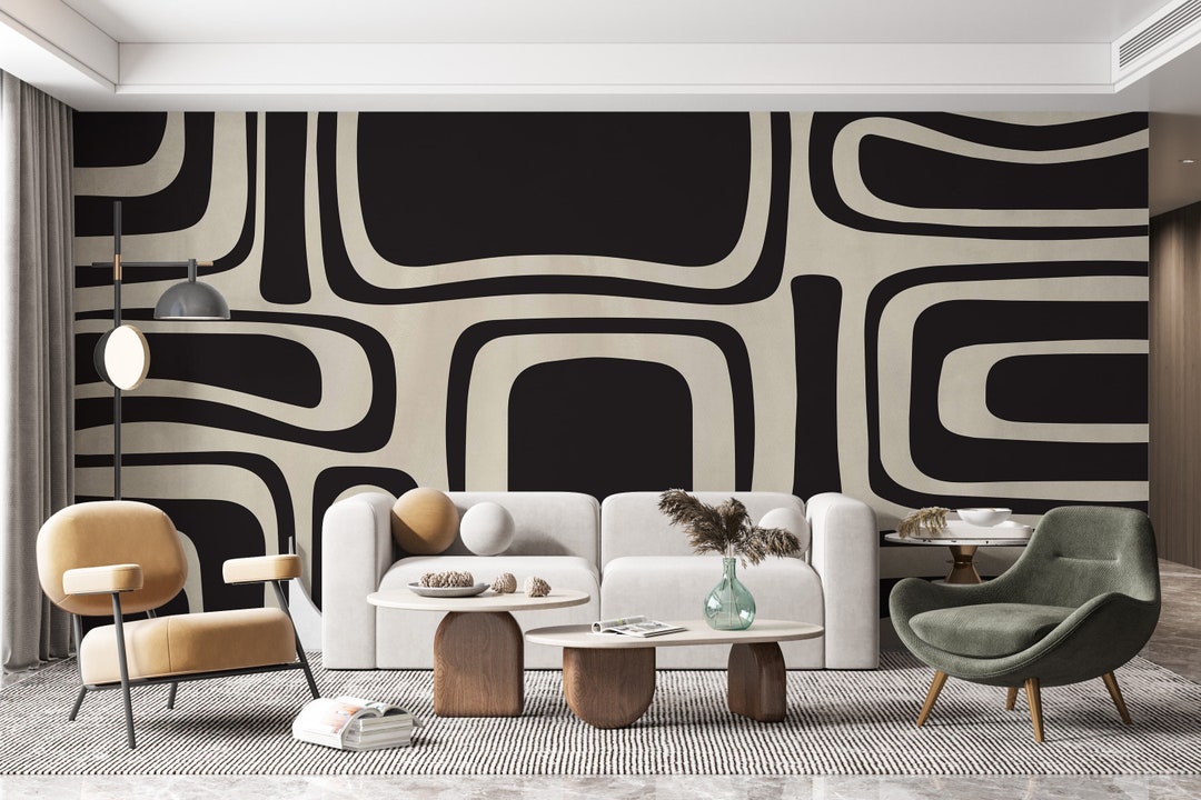 Retro Squares Wallpaper | Aesthetic Boho | Organic Abstract Art ...