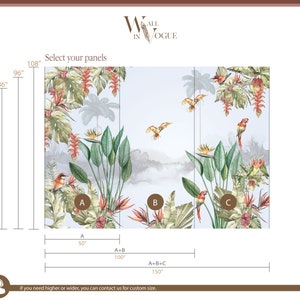 Plants and Birds Wallpaper - Forest Scene Wall Decor - Leaves Wall ...