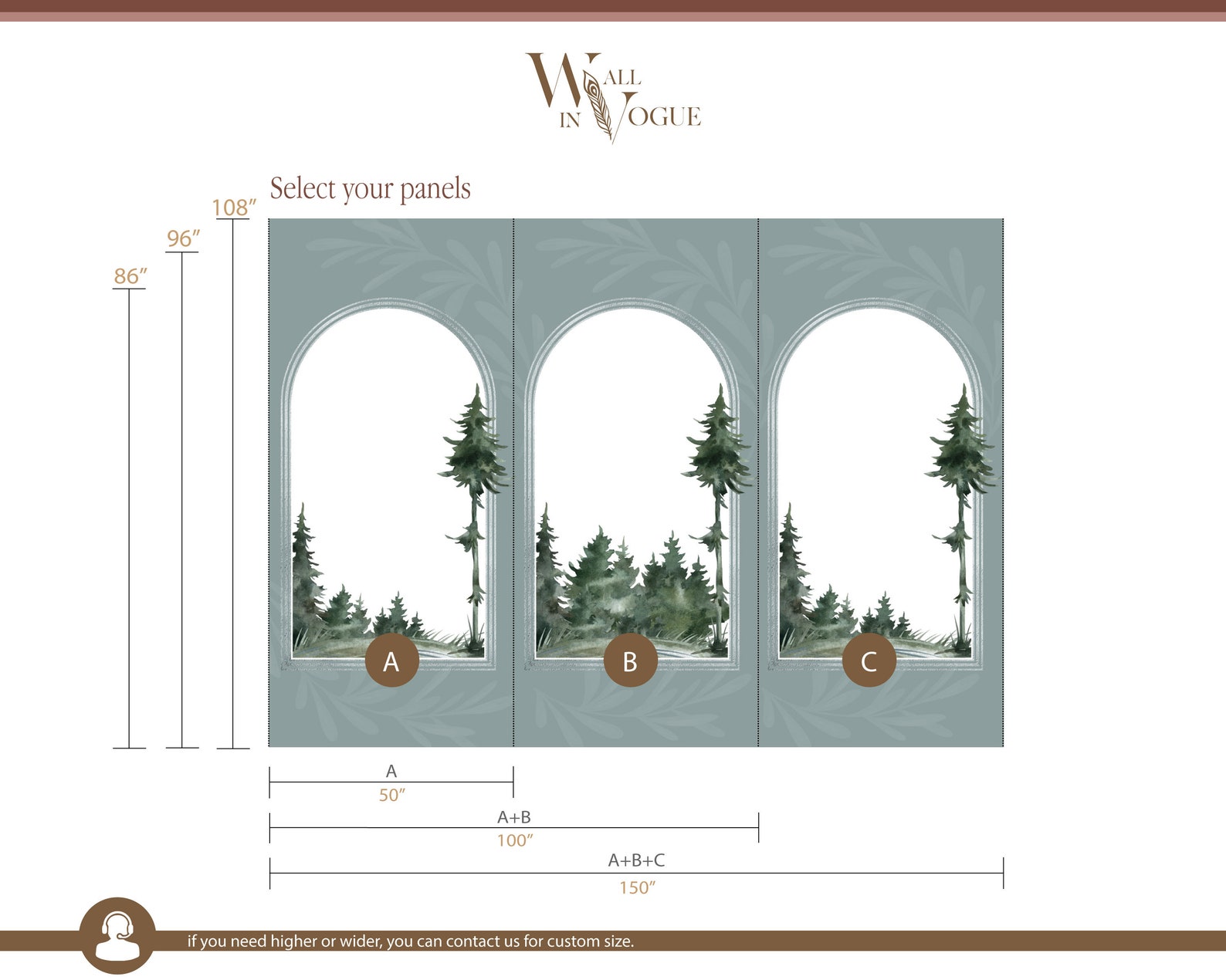 Arch Wallpaper - Blue Arches Wallpaper - Forest Wallpaper - Kids Room ...